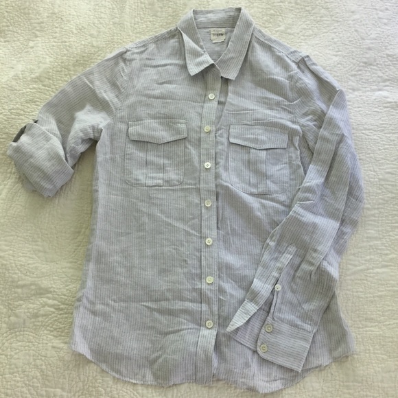 J. Crew Factory | Tops | J Crew Factory Grey White Stripe Button Down ...